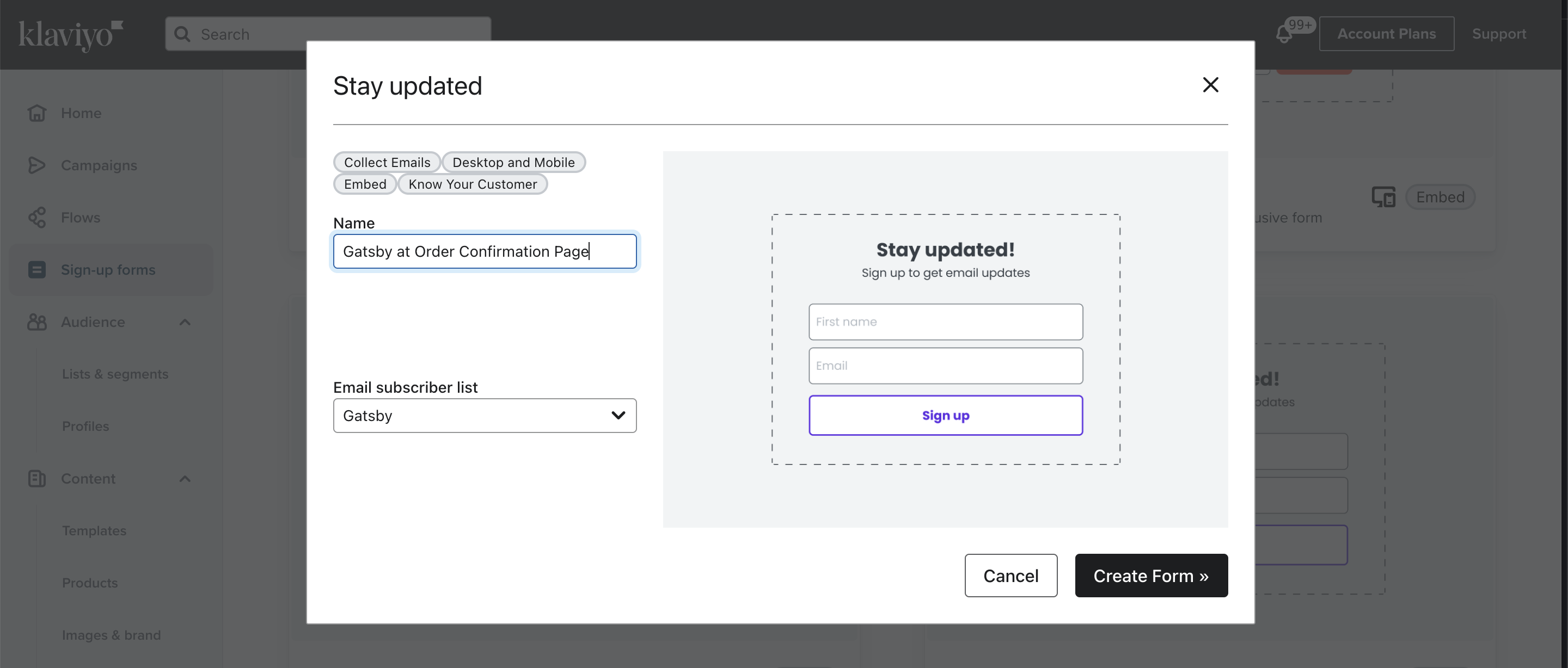Sync Klaviyo Forms with Gatsby